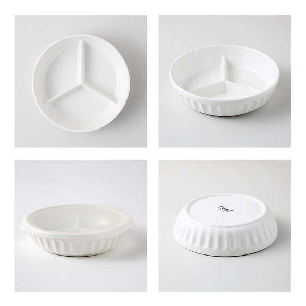 Ceramic Divided Side Dish Container with Lid