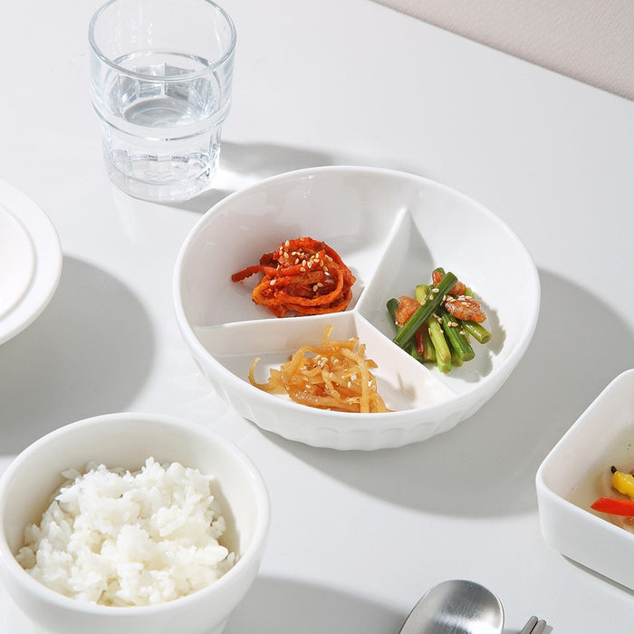 Ceramic Divided Side Dish Container with Lid