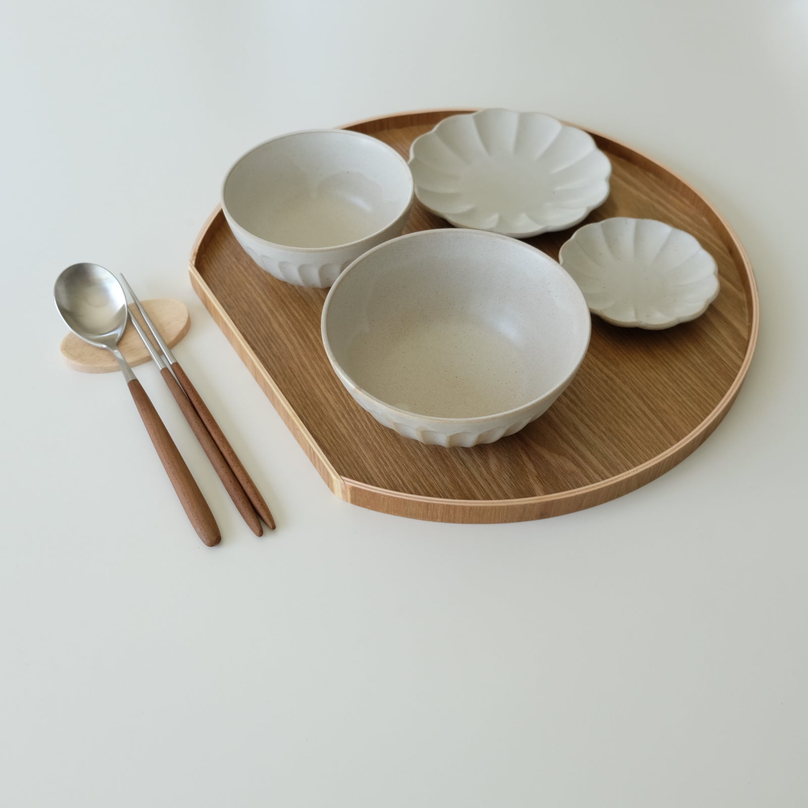 Half Moon Wood Tray - Light Brown