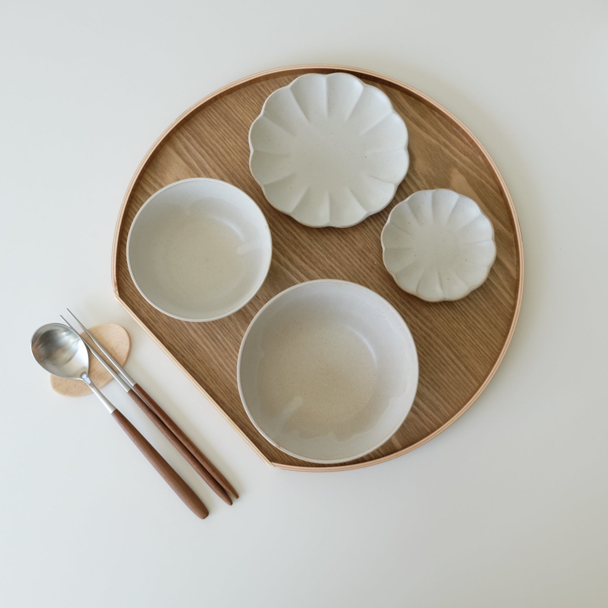 Half Moon Wood Tray - Light Brown